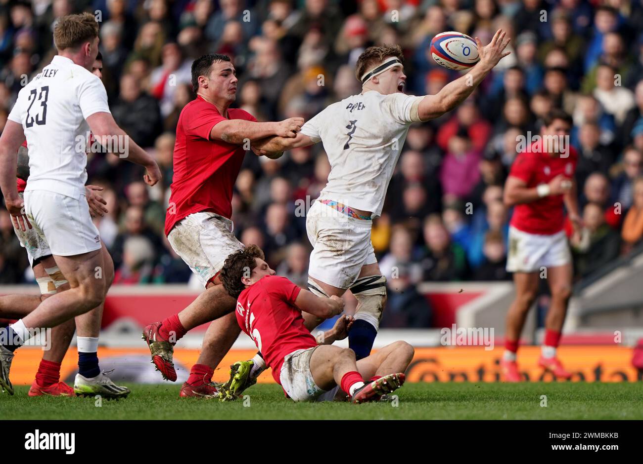 England's Guy Pepper is tackled by Portugal's Alfredo Almeiod during ...
