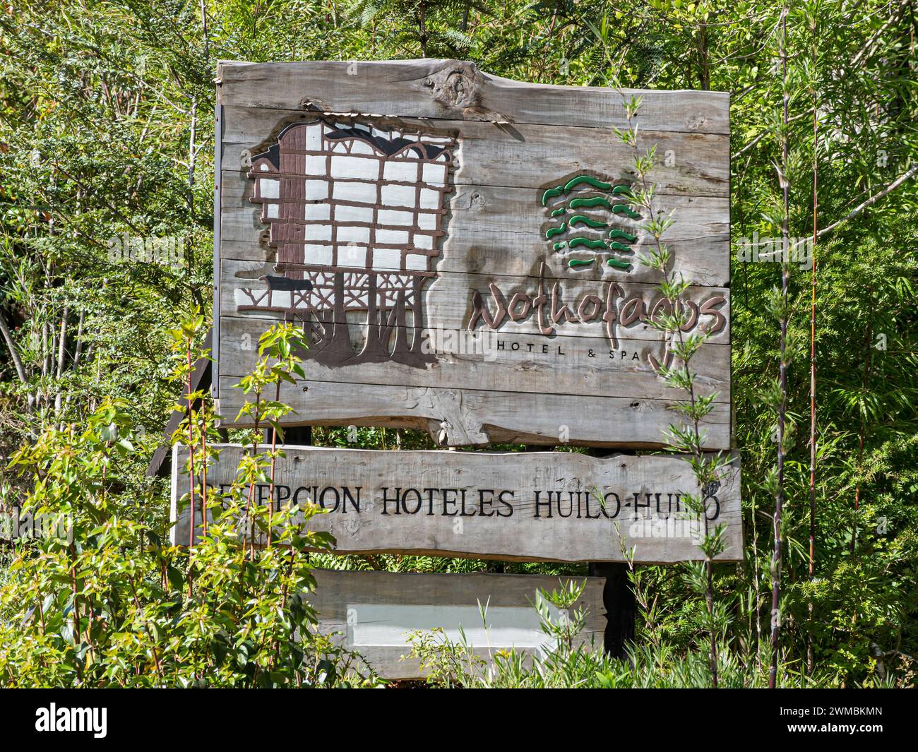 Information sign of Nothofagus Hotel, Reserva Biológica Huilo Huilo ...