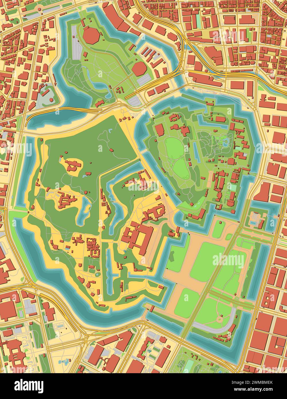 Imperial Palace, Tokyo map art Stock Vector Image & Art - Alamy