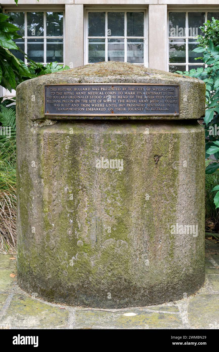 Millbank Prison (1816-1890) bollard, preserved, which stood at the head ...