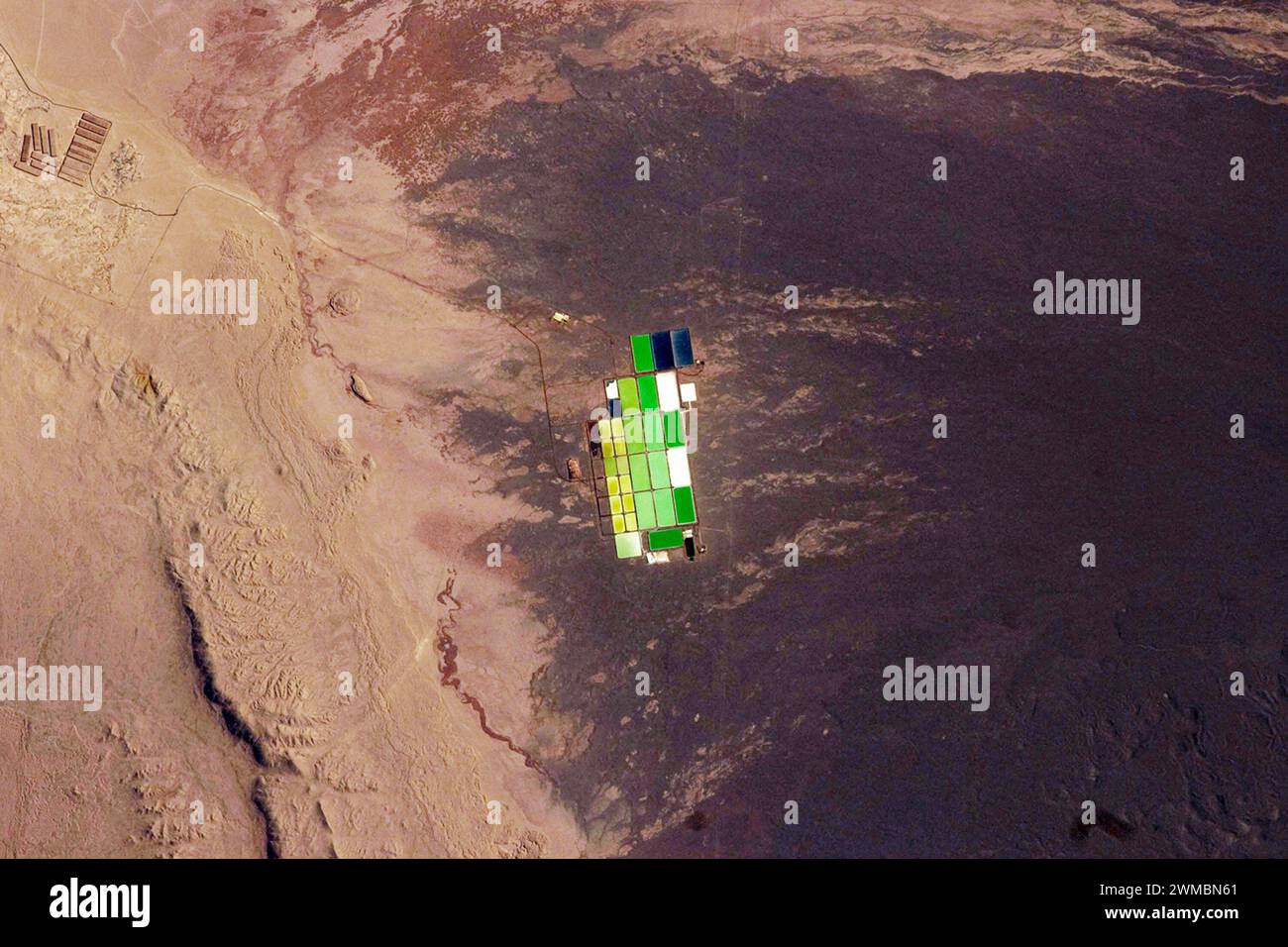 NASA satellite imageof evaporation ponds in the Atacama desert, Chile ...