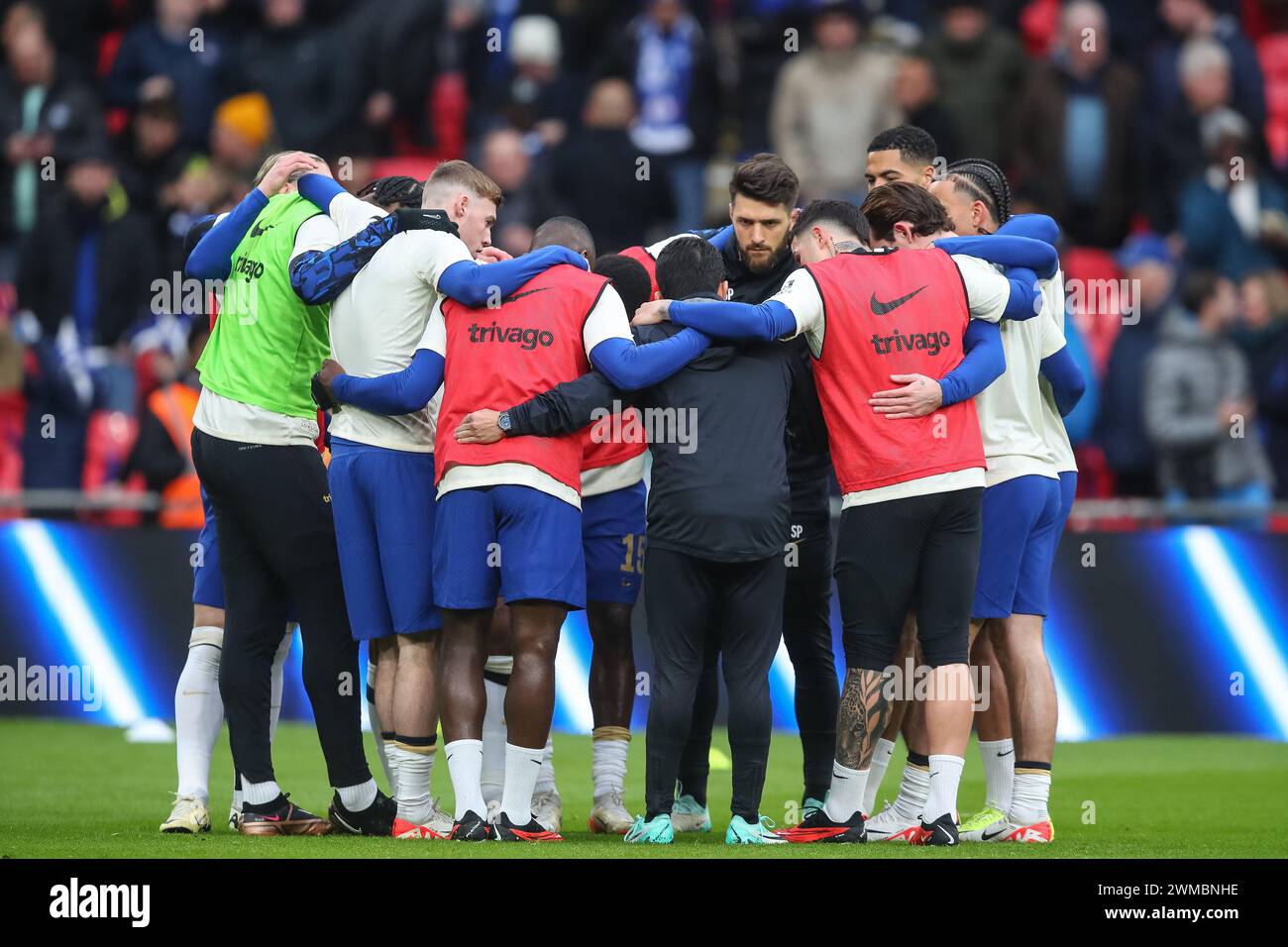 Chelsea squad in the pregame warmup session during the Carabao Cup Final match Chelsea vs ...