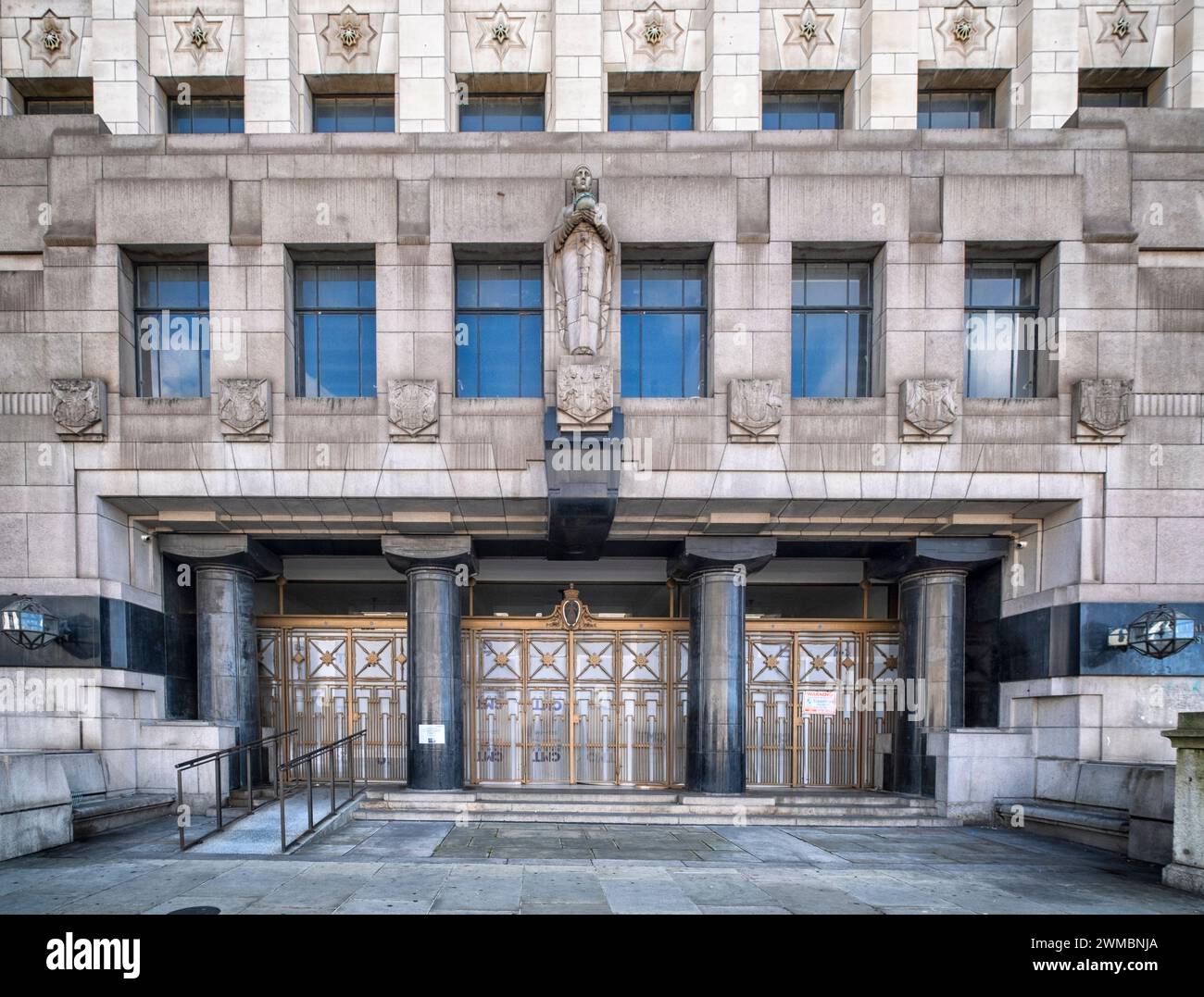 Entrance to Adelaide House, a 1920 art deco building with Egyptian ...
