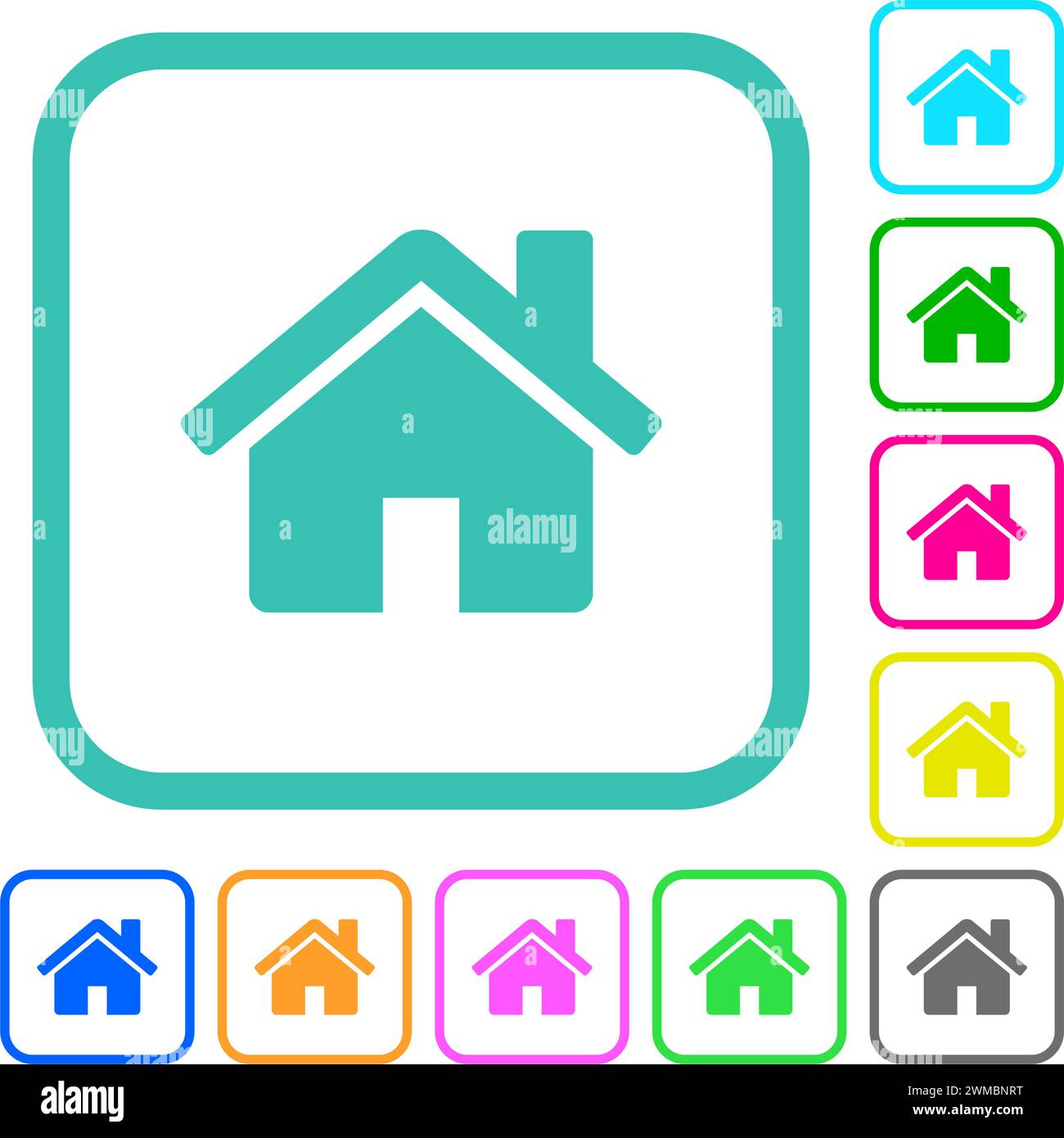 Home vivid colored flat icons in curved borders on white background ...