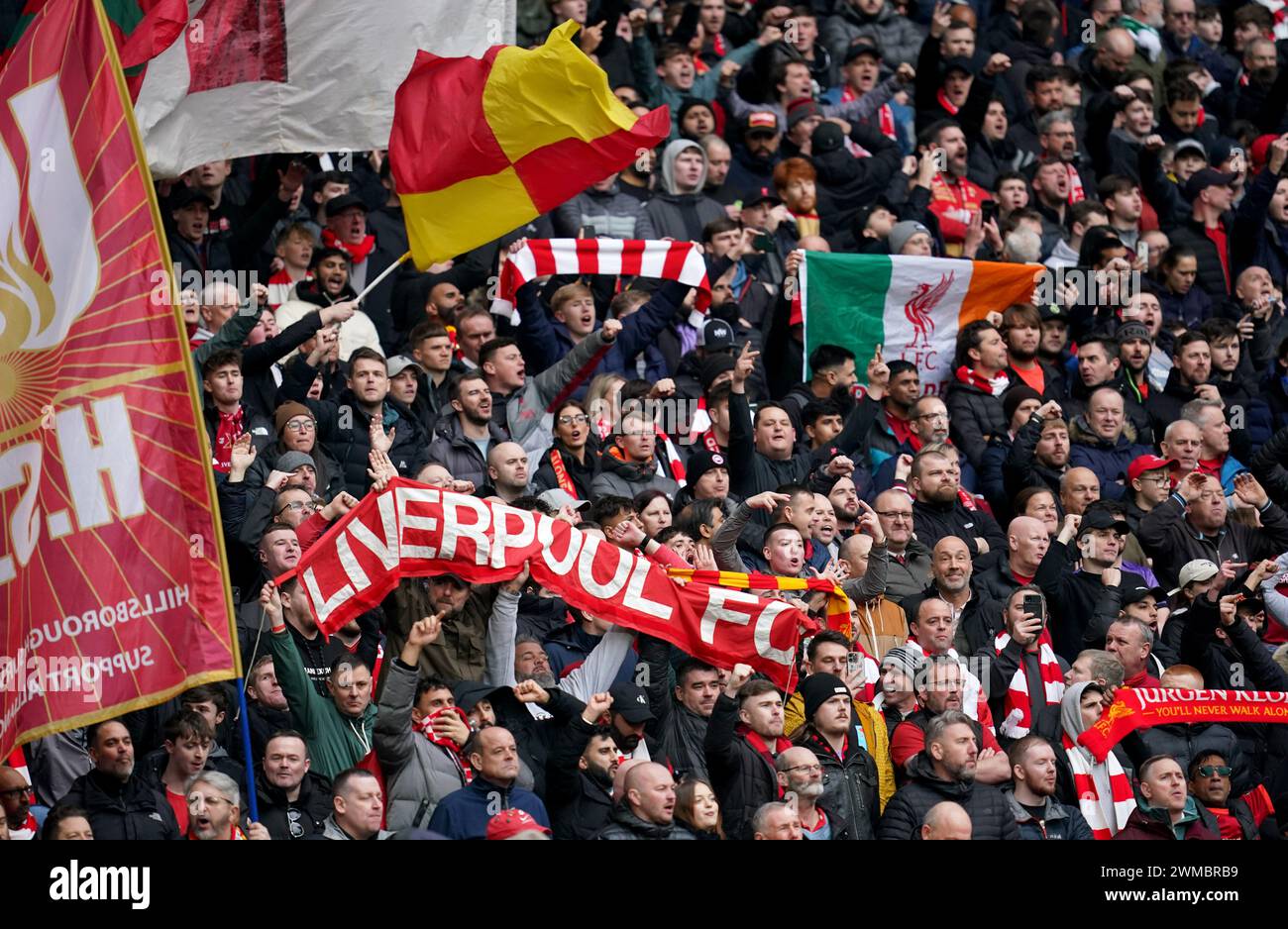 EDITORS NOTE: GESTURES IN THE CROWD Liverpool fans during the national ...