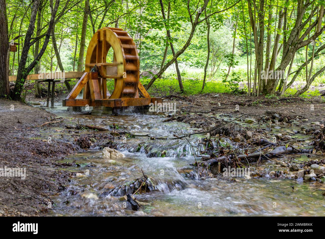 National park Muranska Planina, stream with a water mill wheel ...