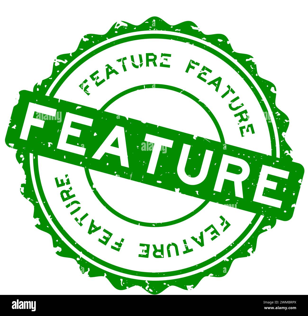 Grunge green feature word round rubber seal stamp on white background Stock Vector Image & Art ...