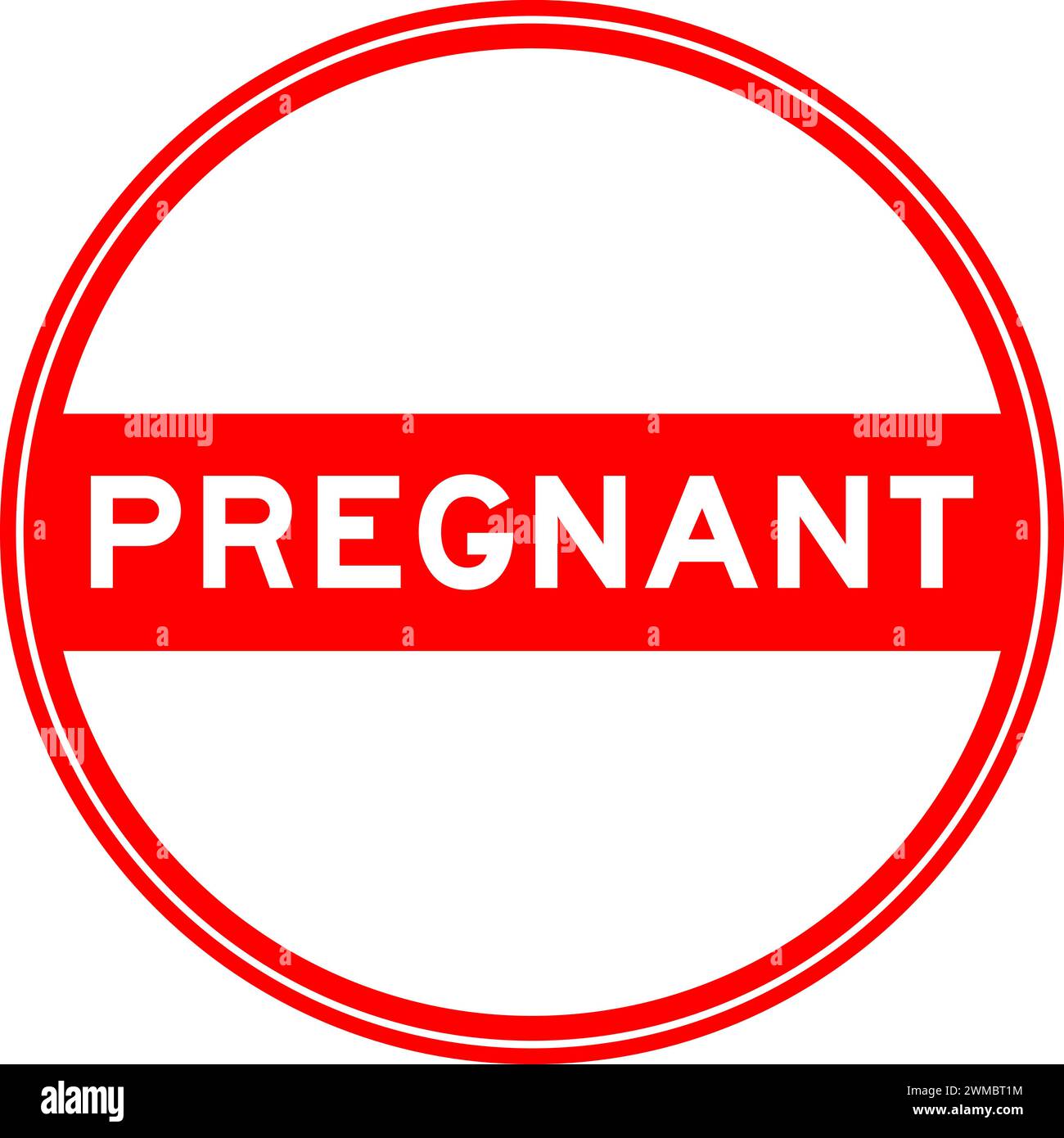 Red color round seal sticker in word pregnant on white background Stock ...