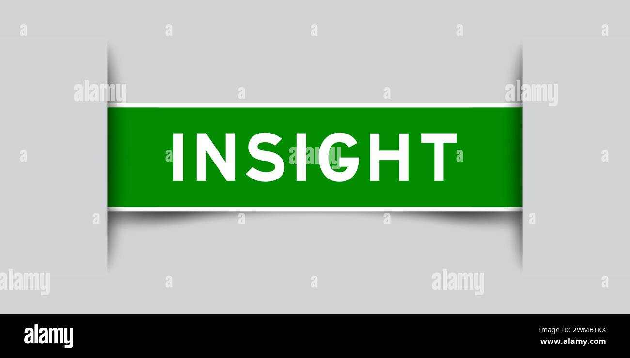 Green color square label sticker with word insight that inserted in ...