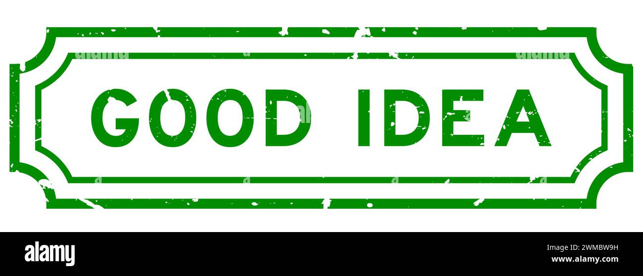 Grunge green good idea word rubber seal stamp on white background Stock ...