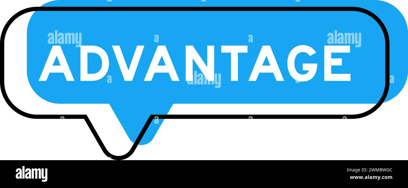 Speech banner and blue shade with word advantage on white background ...