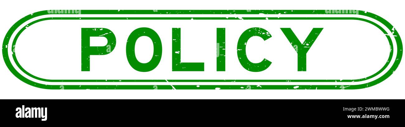 Grunge green policy word rubber seal stamp on white background Stock ...