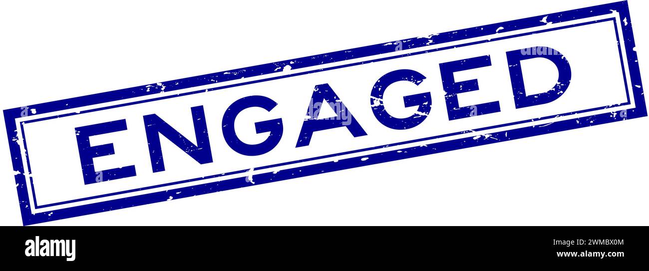 Grunge blue engaged word square rubber stamp in white background Stock Vector Image & Art - Alamy