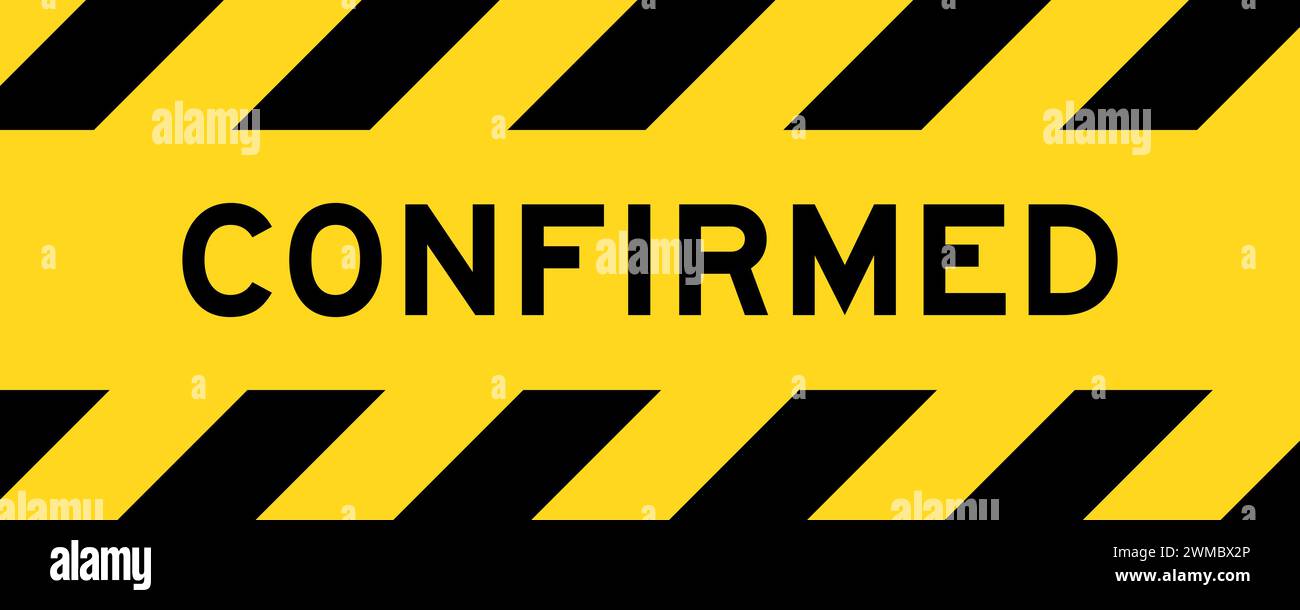 Yellow and black color with line striped label banner with word ...