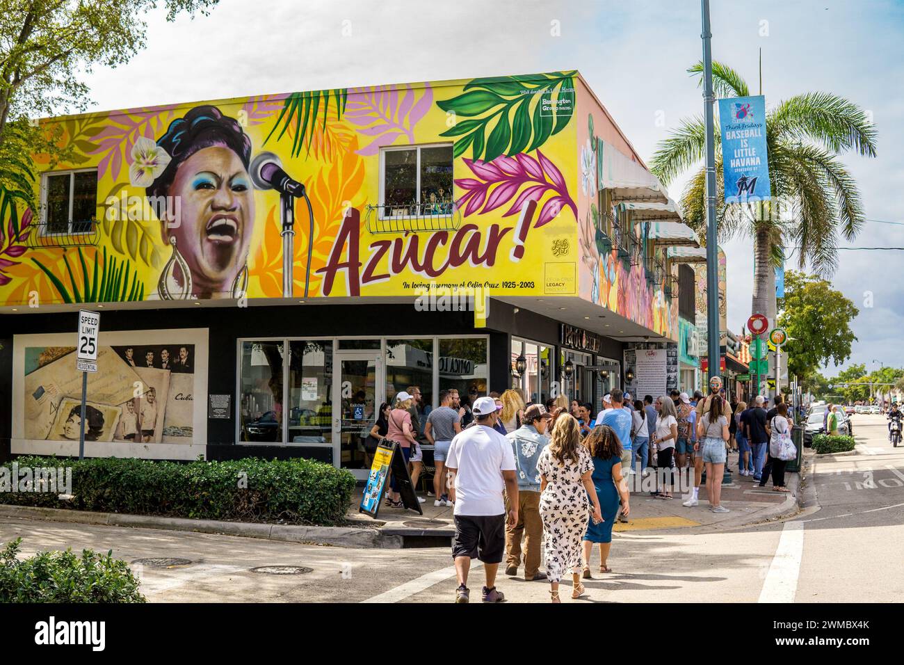 Miami, FL - US - Feb 10, 2024 Tourists walking by the shops and cafes ...