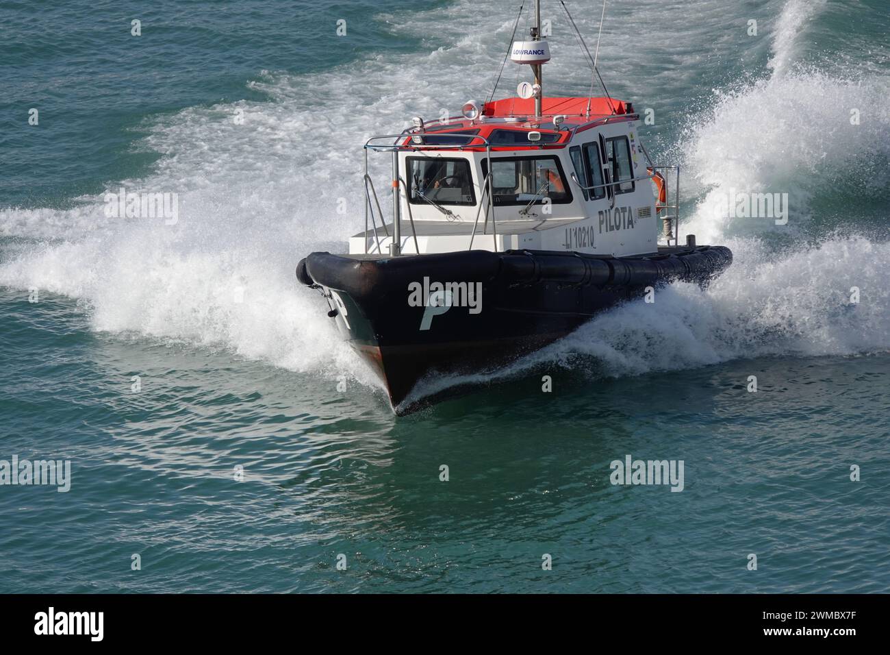 Italian pilot boat, barco piloto, travelling at speed Stock Photo - Alamy
