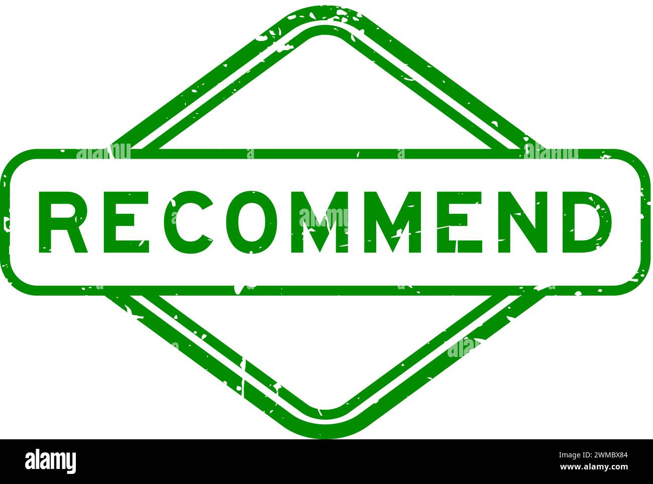 Grunge green recommend word rubber seal stamp on white background Stock ...
