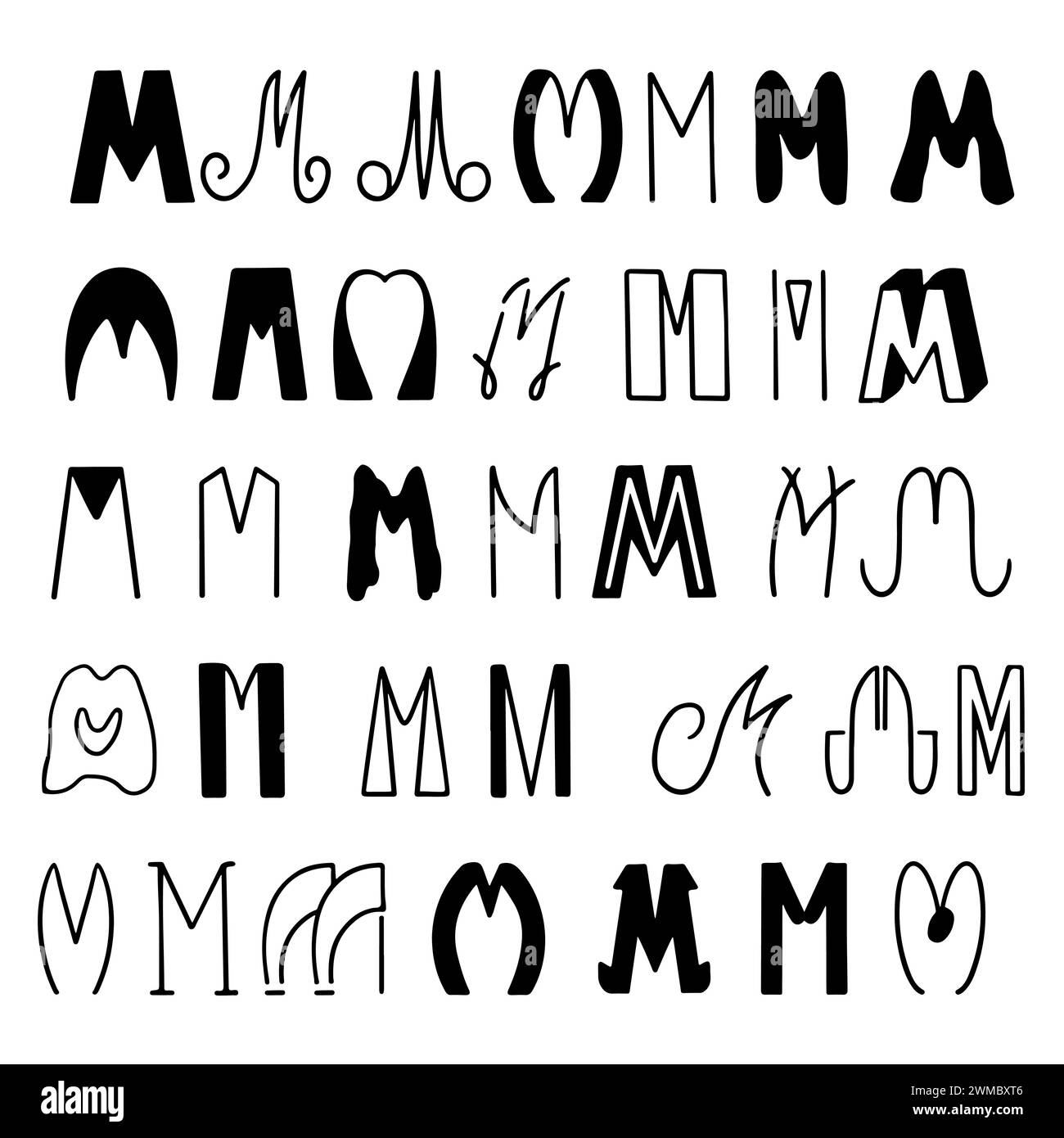 Decorative letter m black and white Black and White Stock Photos ...