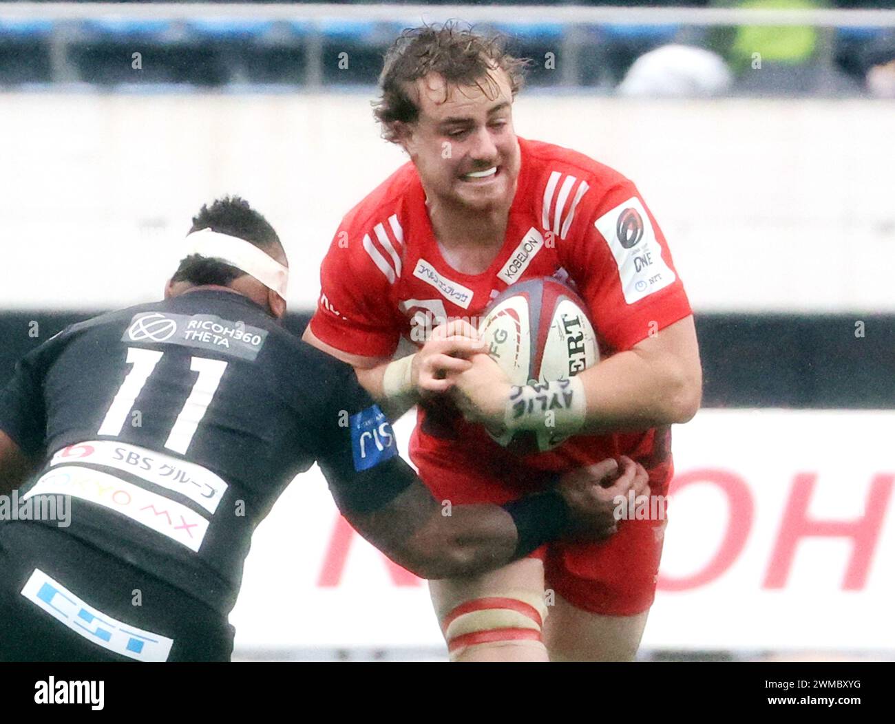 Tokyo, Japan. 25th Feb, 2024. Kobelco Kobe Steelers No.8 Tiennan ...