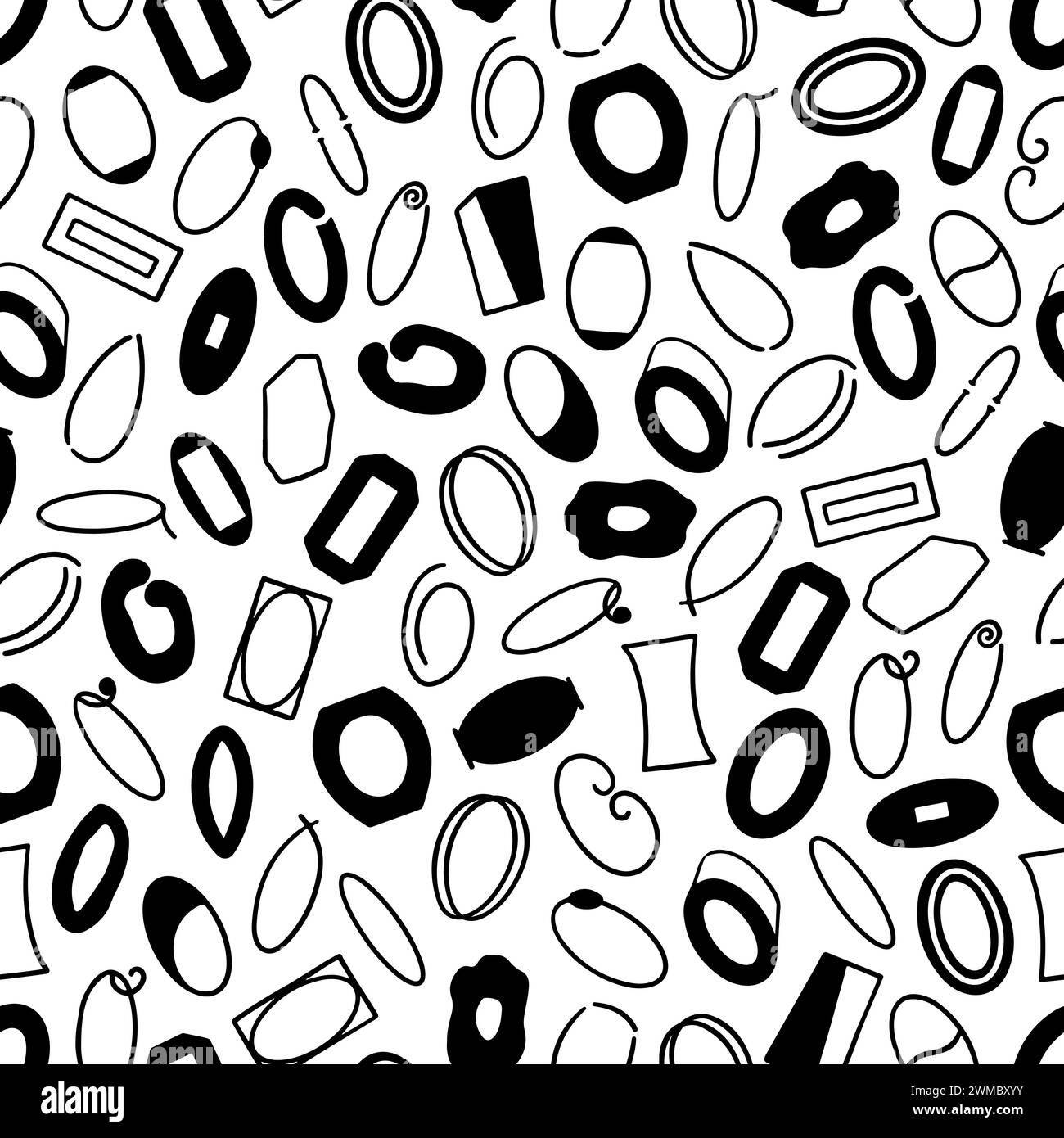 Black and white seamless pattern with the letter O in various styles ...