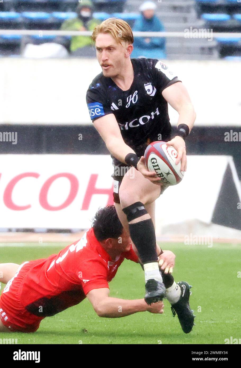 Tokyo, Japan. 25th Feb, 2024. Ricoh Black Rams fly half Isaac Lucas ...