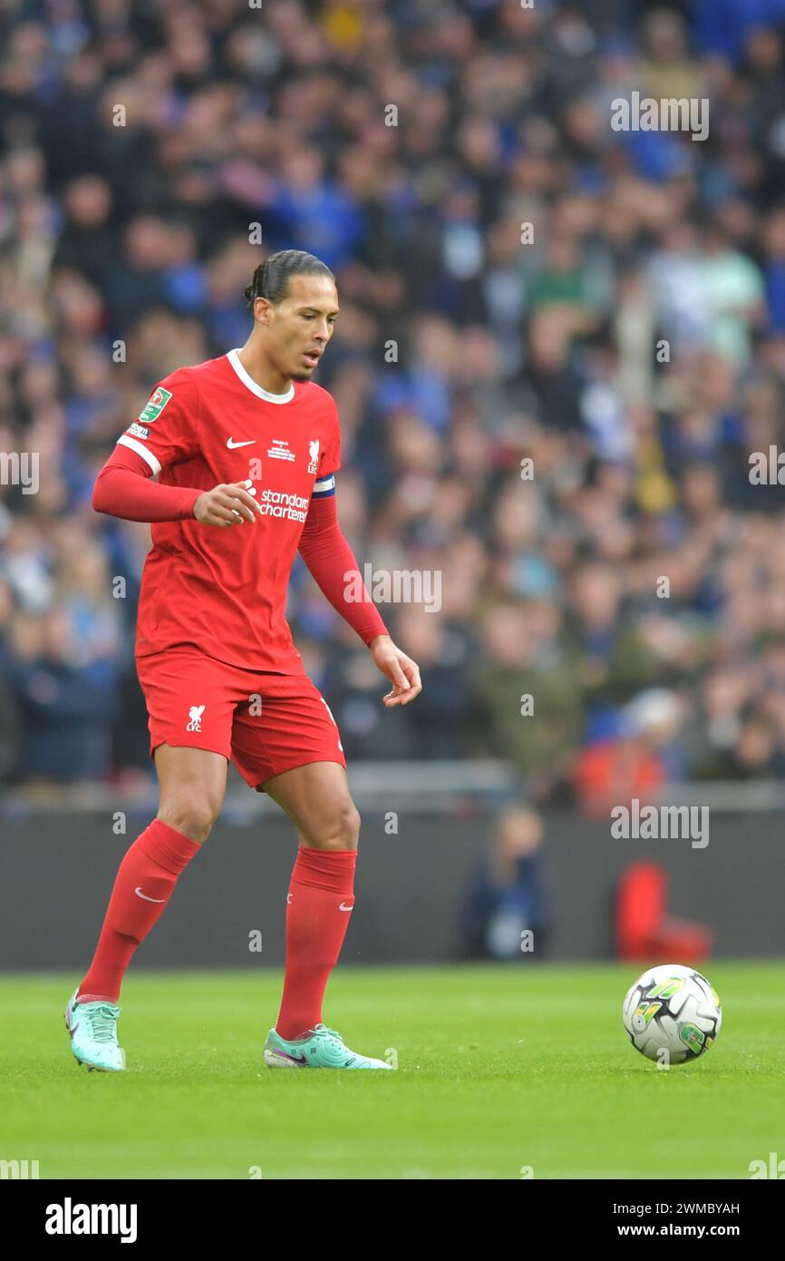 London on Sunday 25th February 2024.Liverpool's Virgil van Dijk during ...