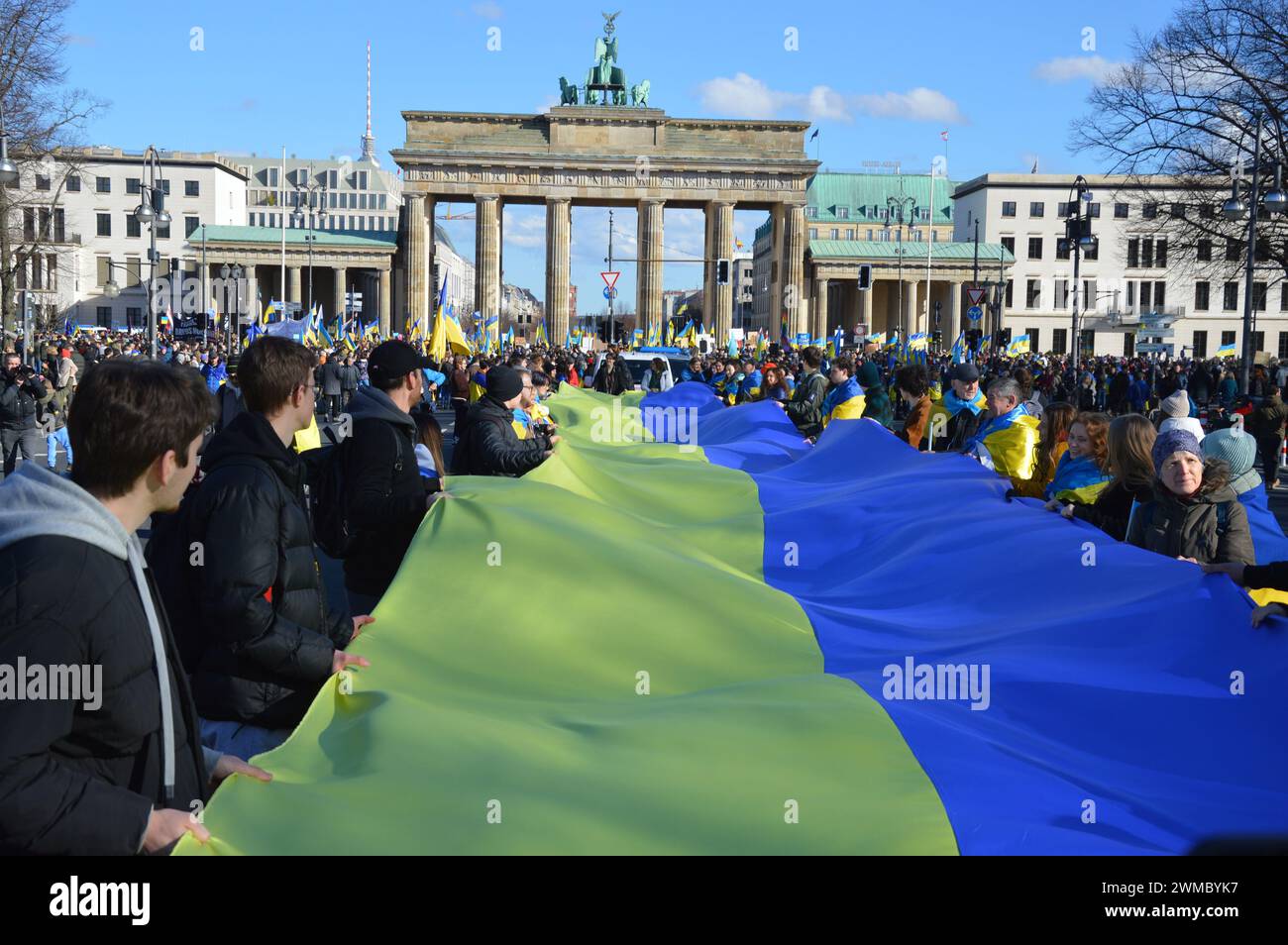 Berlin, Germany - February 24, 2024 - Demonstration in front of the ...