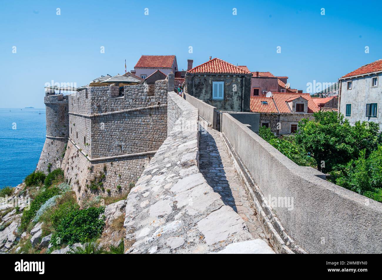 View of the old town of Dubrovnik, an Unesco World Heritage Site, with ...