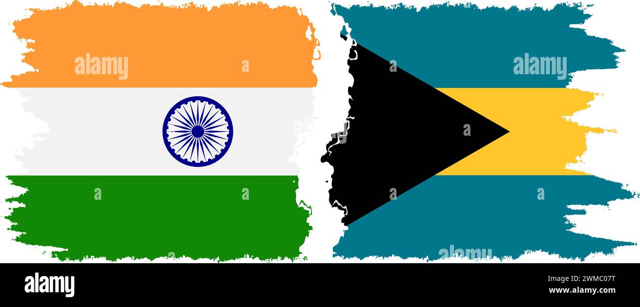 Bahamas and India grunge flags connection, vector Stock Vector Image ...