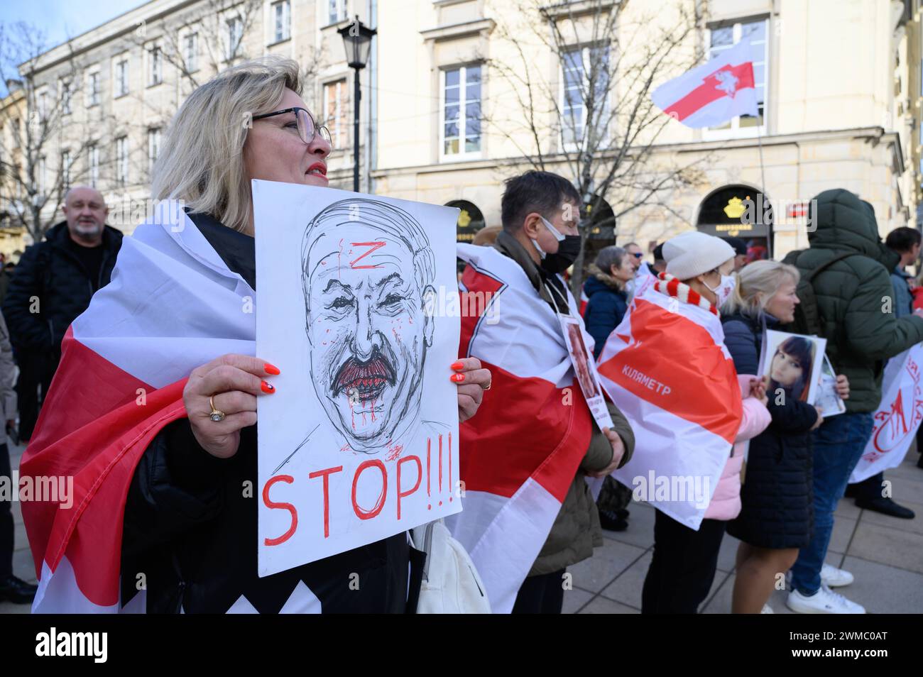 Belarusian Diaspora Rally Against Alexander Lukashenko In Warsaw. A ...