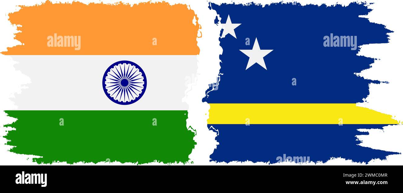 Curacao and India grunge flags connection, vector Stock Vector Image ...