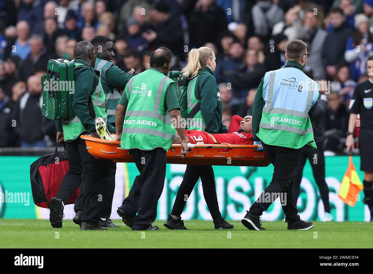 Stretcher on football pitch hi-res stock photography and images - Alamy