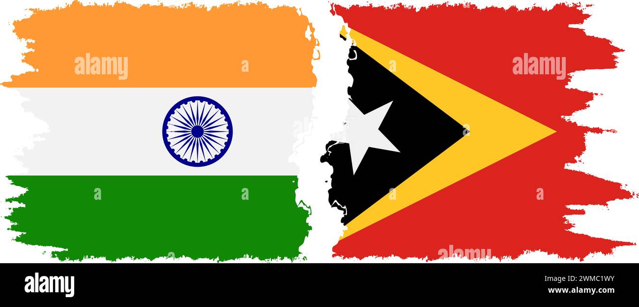 Timor-Leste - East Timor and India grunge flags connection, vector ...