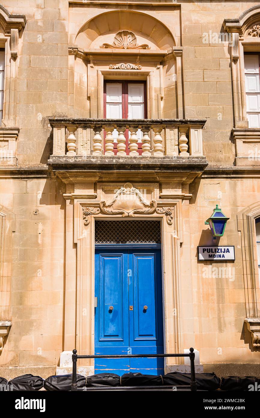 Door and facade of the historic Police Station in the historic center ...