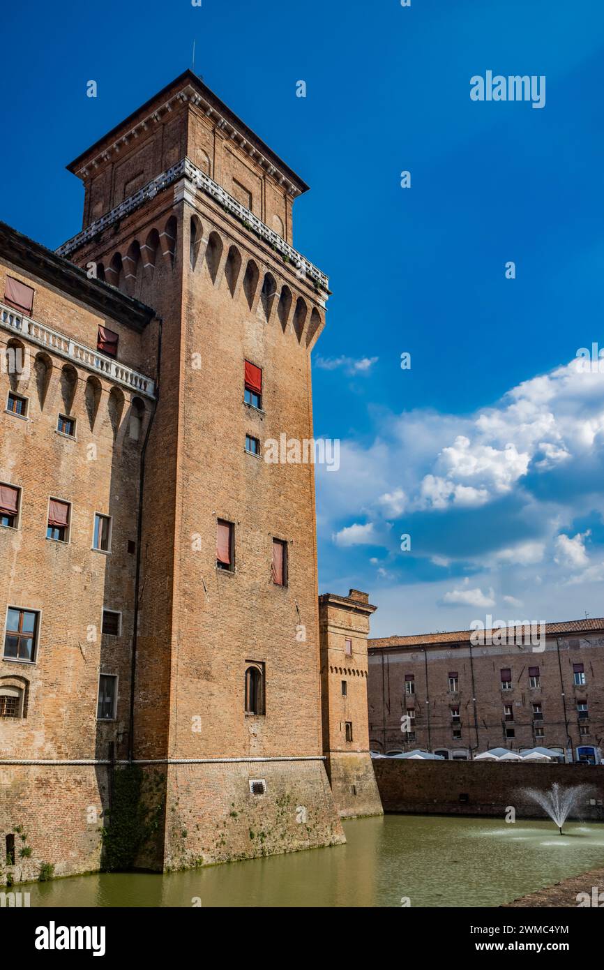 Ferrara, Emilia Romagna, Italy. The imposing Estense castle, built by ...