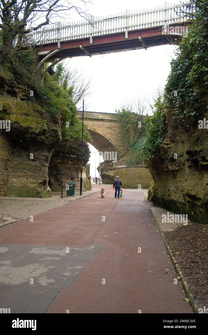 Pathway leading out of Roker Park to the seafront in Sunderland Stock ...