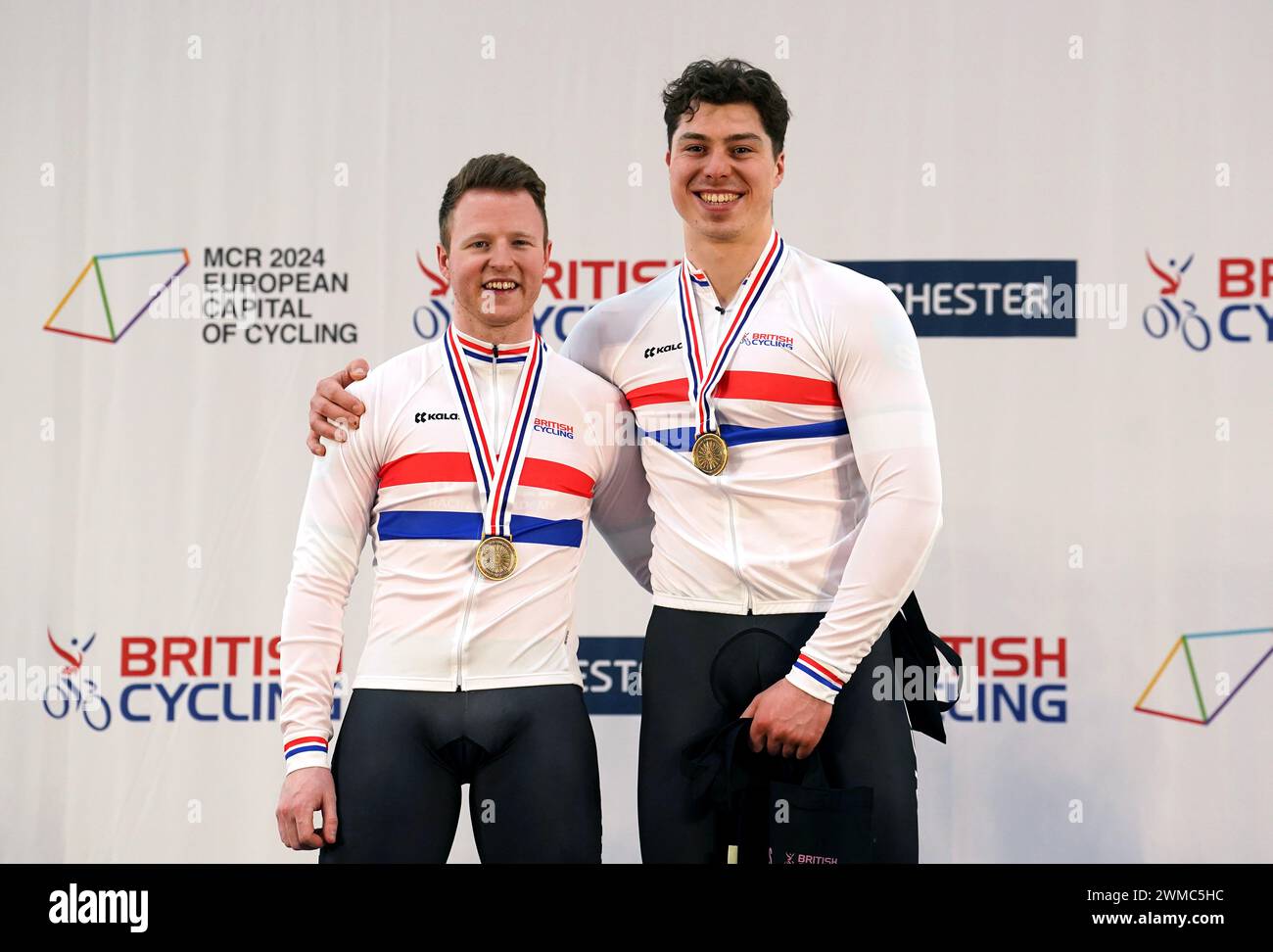 James Ball (left) and Steff Lloyd on the podium with the gold medal for ...