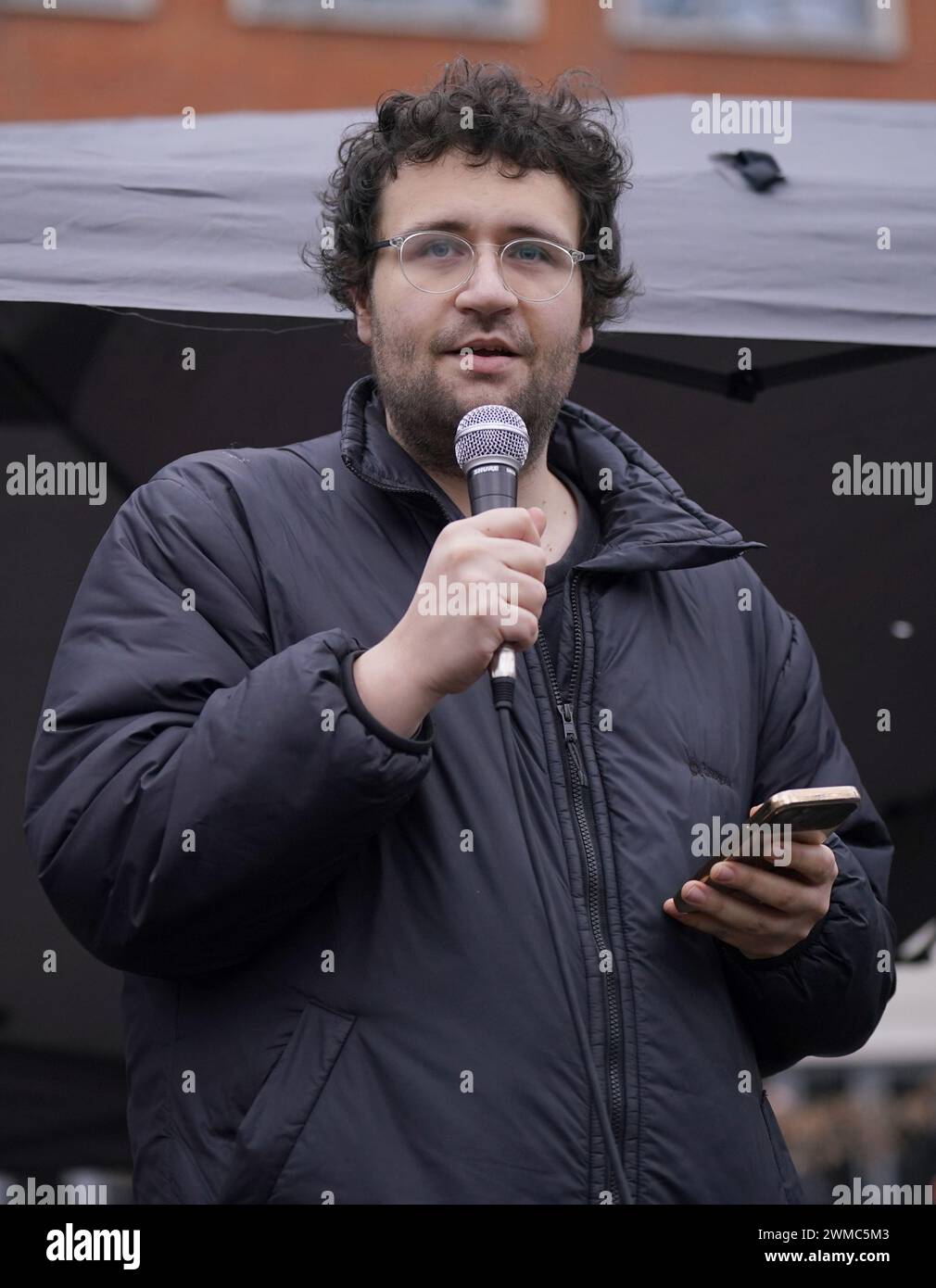 Palestinian activist John Aziz speaking at a 'No to Terror' rally at ...