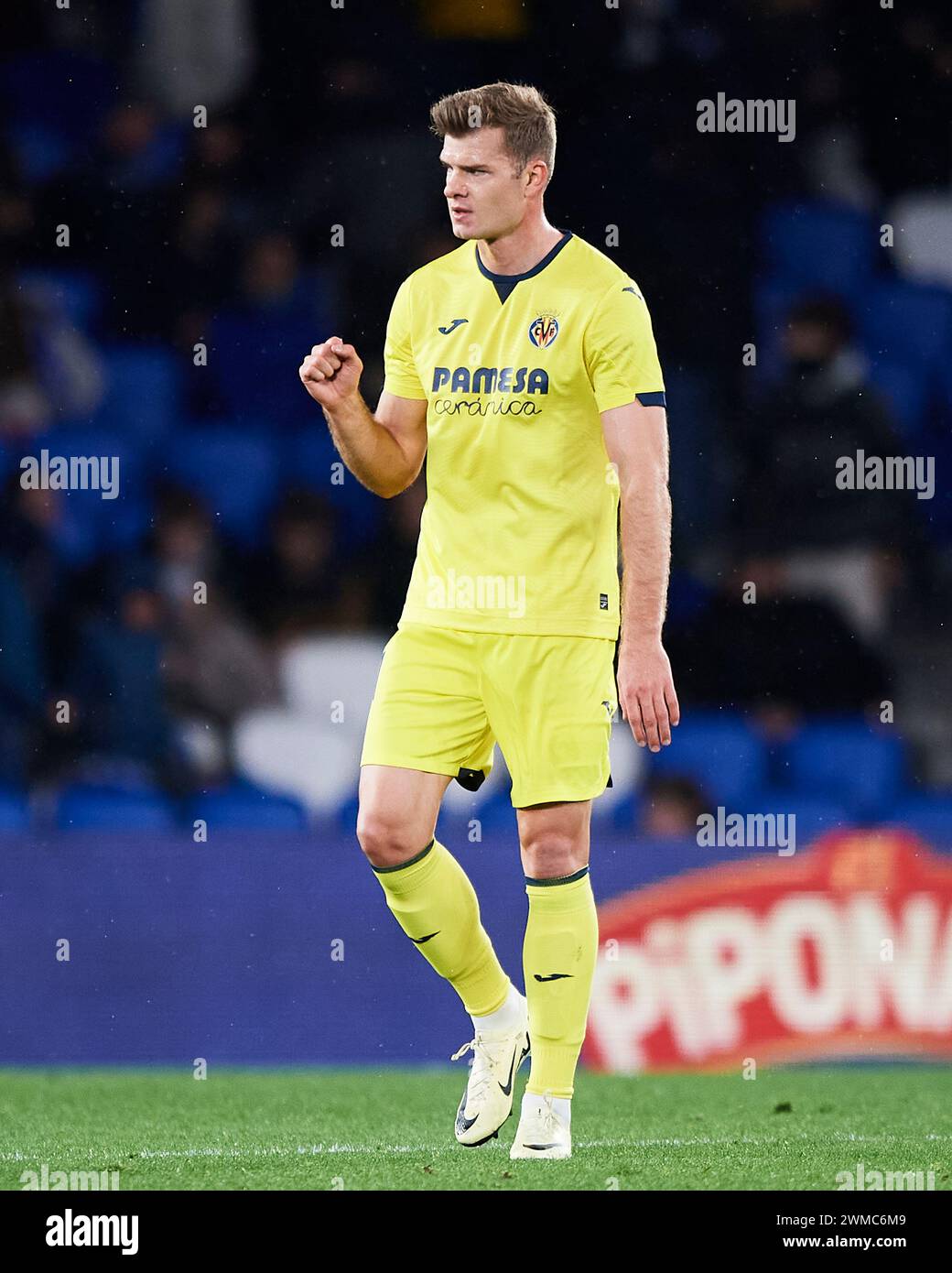 Alexander Sorloth of Real Sociedad reacts during the LaLiga EA Sports ...
