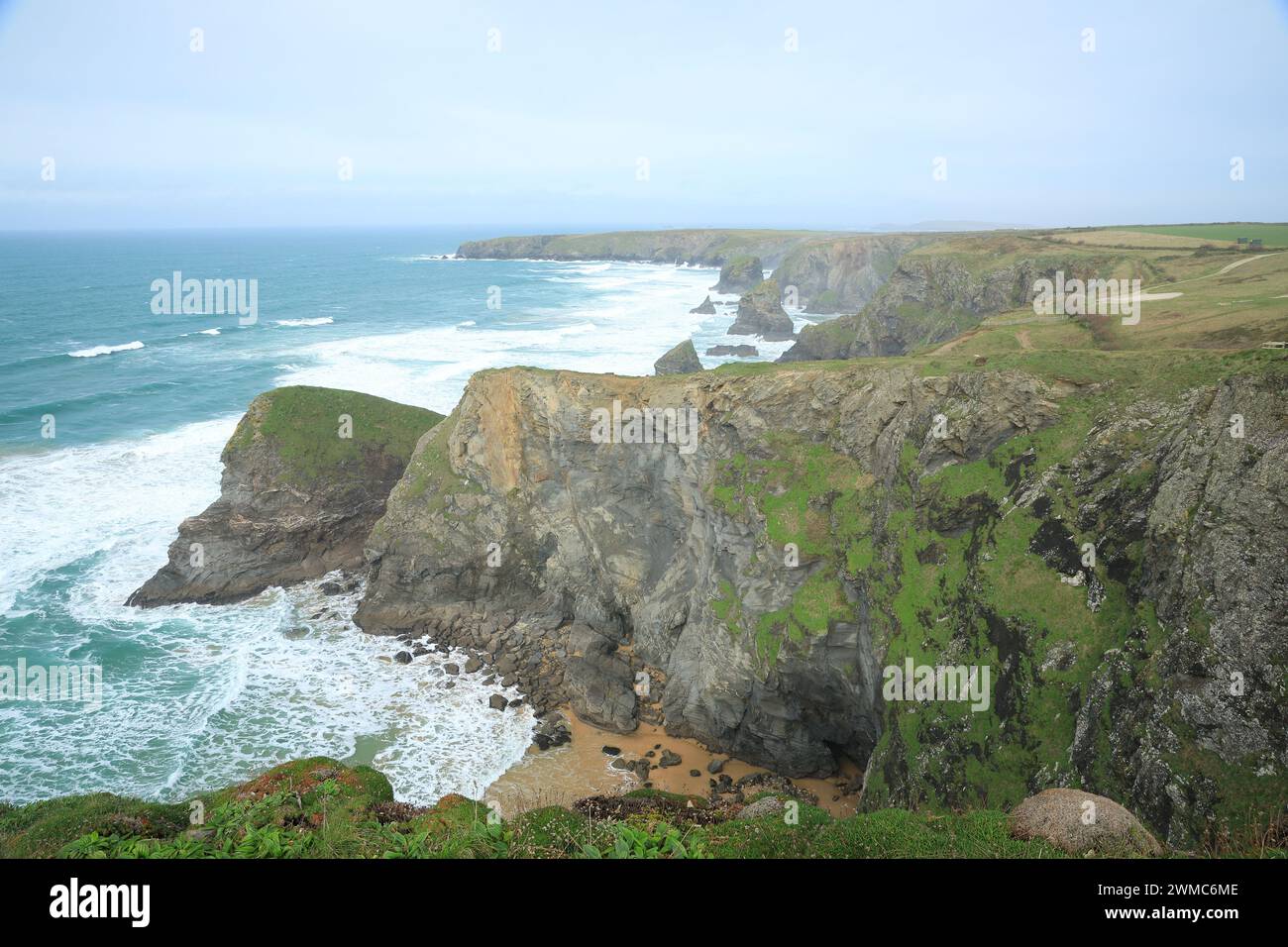 View of Bedruthan Steps, Cornwall, England, UK Stock Photo - Alamy