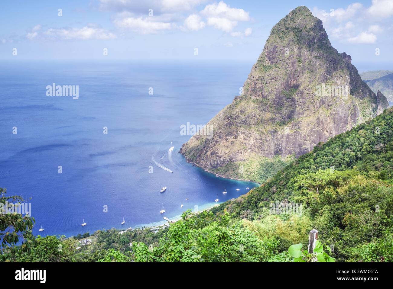 View of the iconic Petit Piton from Tet Paul nature trail viewpoint ...