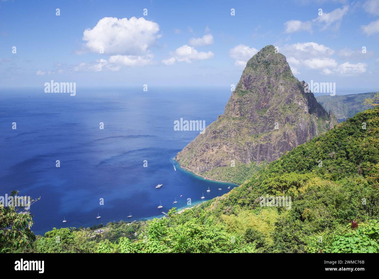 View of the iconic Petit Piton from Tet Paul nature trail viewpoint ...