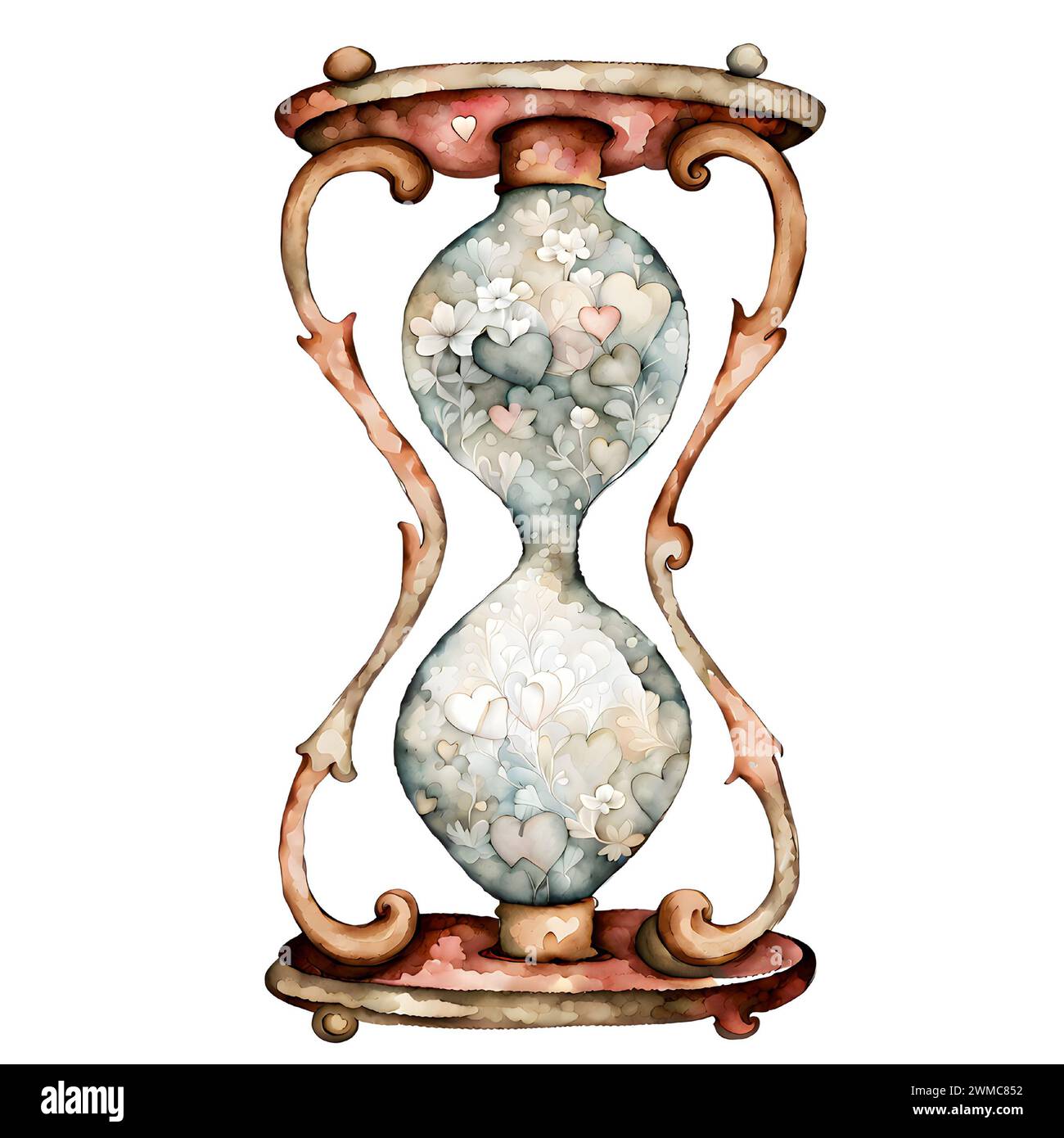 Watercolor vintage hourglass trimmed with gold. Perfect for wedding ...