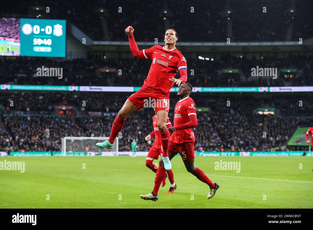 Virgil van Dijk of Liverpool celebrates his goal but VAR rules it ...
