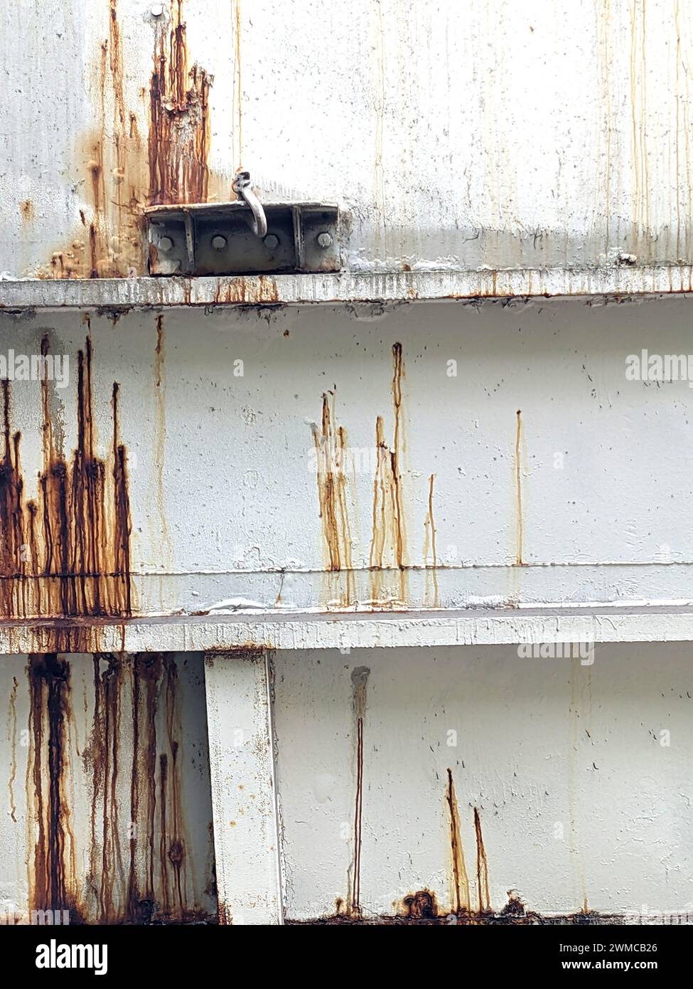 A Rusty Metal Silo Building Close Up With Water Lines Stock Photo - Alamy