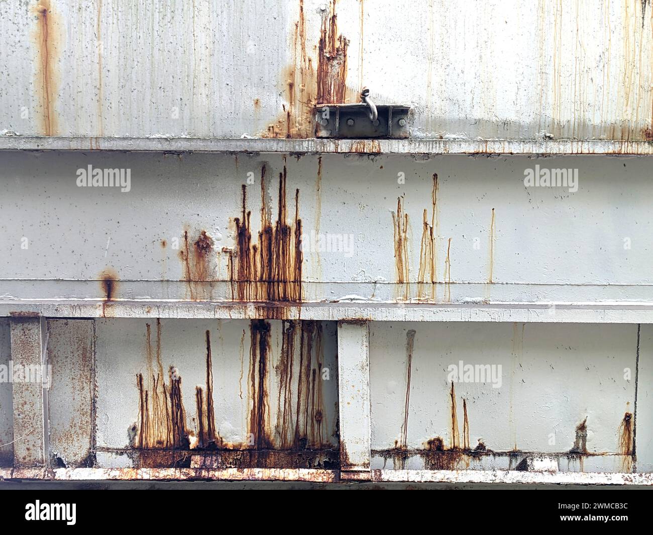 A Rusty Metal Silo Building Close Up With Water Lines Stock Photo - Alamy