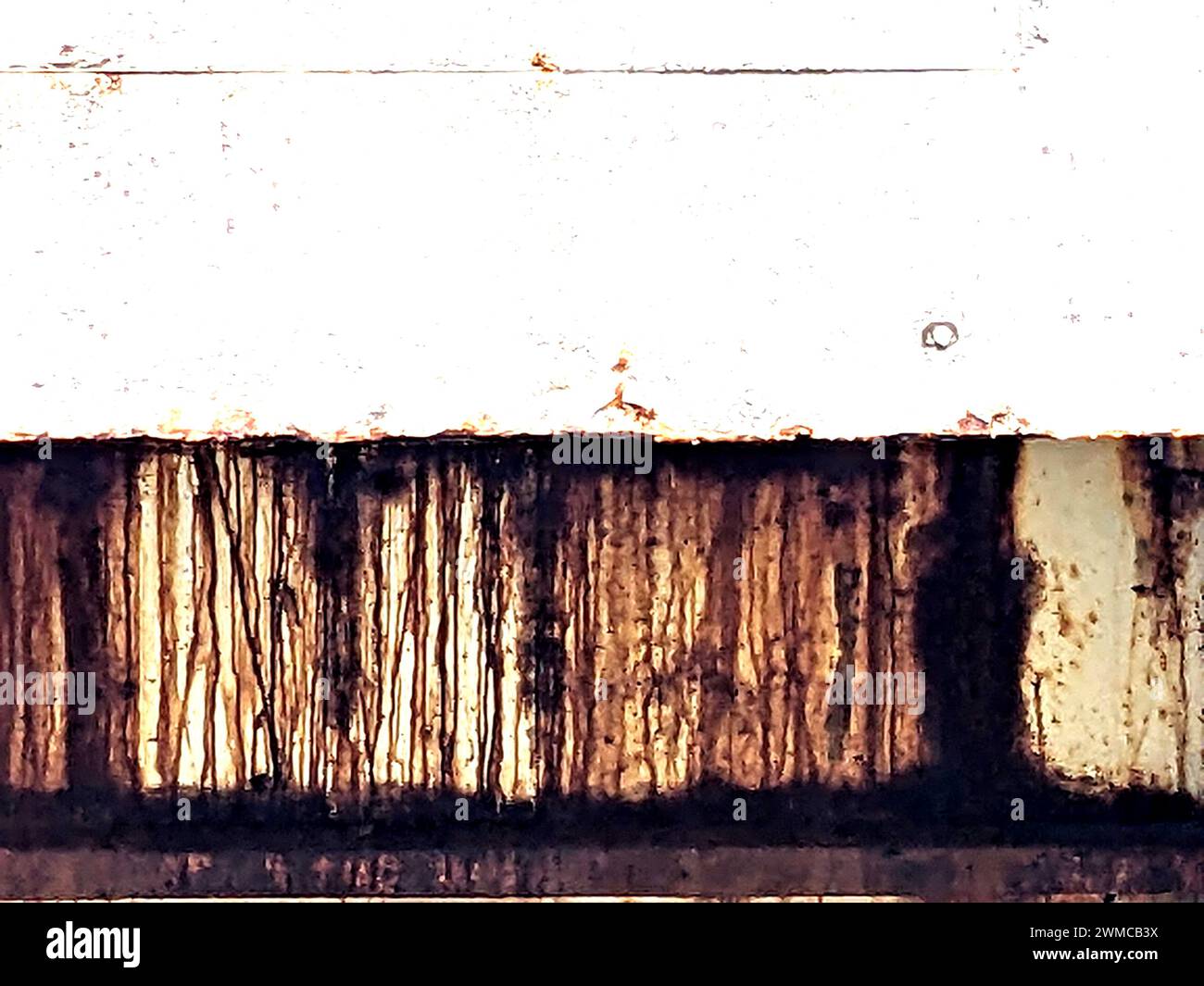 A Rusty Metal Silo Building Close Up With Water Lines Stock Photo - Alamy