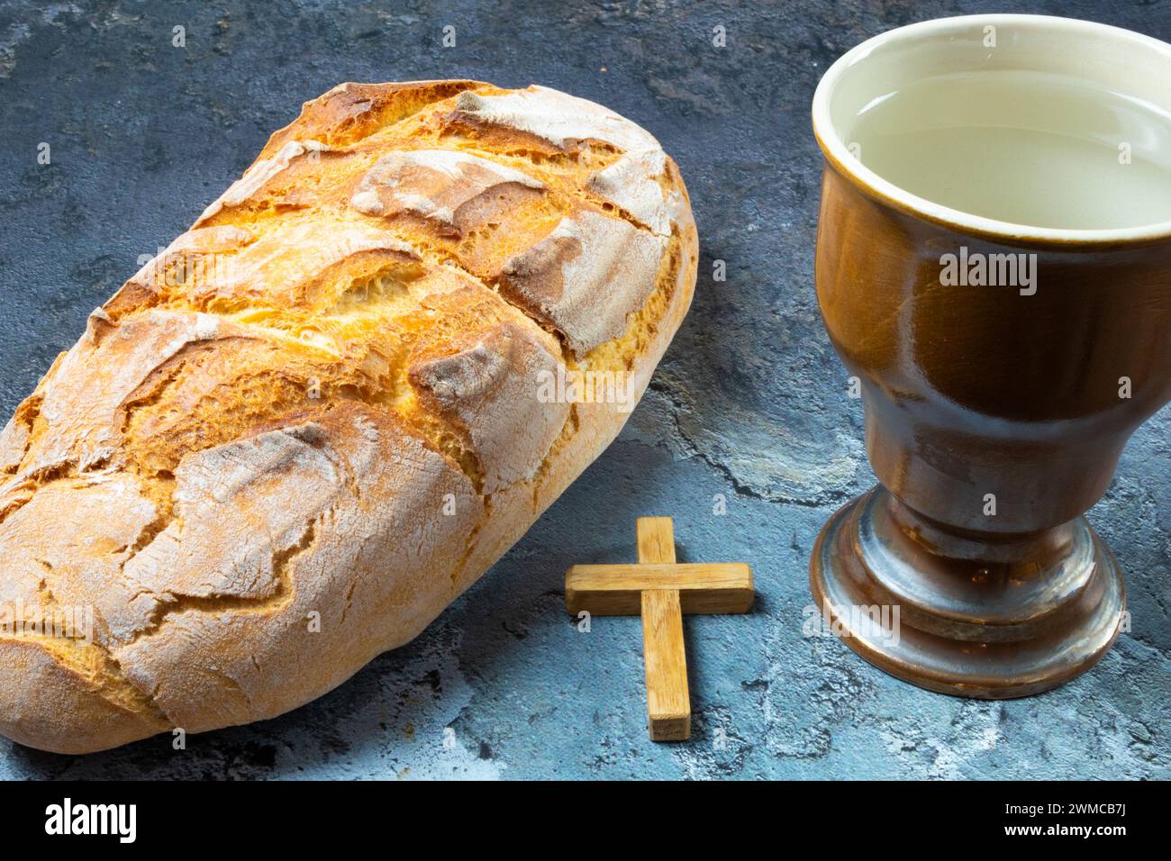 Lent season - Bread, water and bible Stock Photo - Alamy