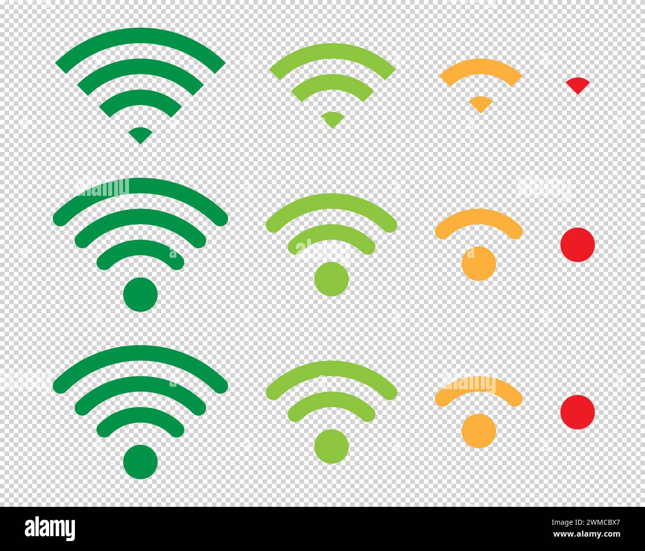 Set of vector Wi-Fi icon for communication, telecommunication. Communication wireless signal ...
