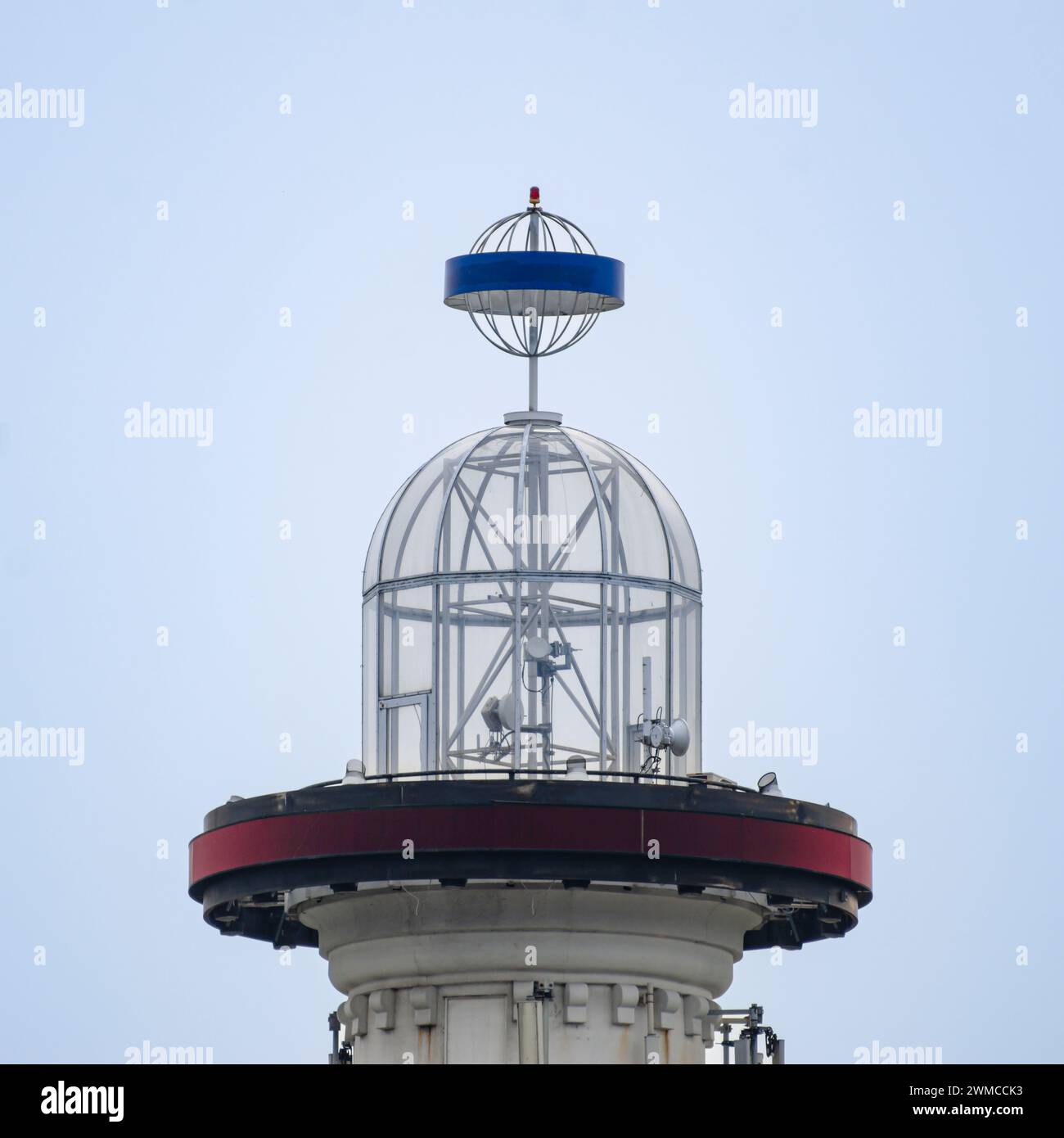 lighthouse, top detail with glass windows and powerful reflectors Stock ...